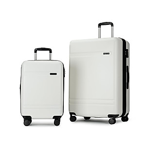 PRIMICIA GinzaTravel 2-Piece Luggage Sets Expandable Suitcases with 4 Wheels PC+ABS Durable Hardside Luggage sets TSA lock (White, 2-Piece Set(20"/29"))