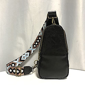 Women Chest Bag PU Leather Satchel Zipper Crossbody Bag Sling Bag for Work Shopping Travel Fashion Shoulder Strap