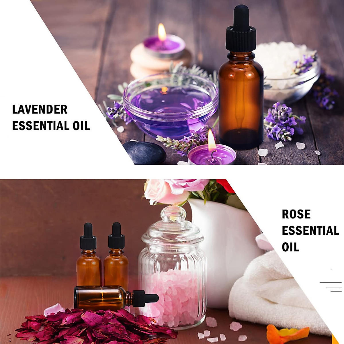 Rocinha 2oz Glass Dropper Bottle,80 Pack Amber Glass Bottles with Glass Droppers and Black Cap for Essential Oils, Lab Chemicals, Perfumes