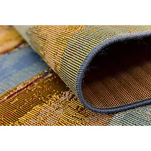 Unique Loom Outdoor Modern Collection Area Rug - Baja (4' 1" x 6' 1" Rectangle, Multi/ Beige)