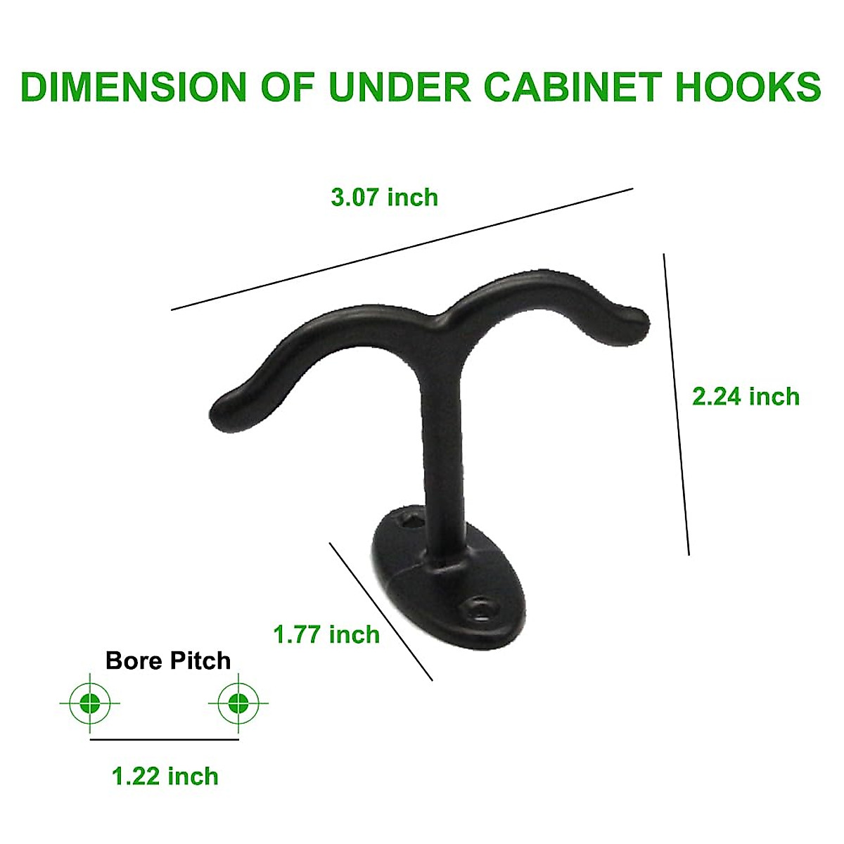 FanSiVoKe 10 Pcs Zinc Alloy Ceiling Double Hook Cabinet Wardrobe Coat Towel Hat Hook Hooks Under Cabinet Shelf (Black)