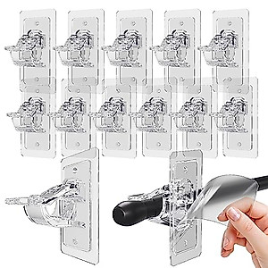 Antimbee 12 Pcs Adhesive Curtain Rod Holder, Stick on Wall Curtain Rod Hanging Bracket for Window, Shower