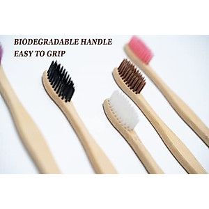 TanAisu Bamboo Toothbrushes with 10 Floss Picks, Travel Case - Biodegradable Toothbrushes (2 Brown, 2 Black, 2 White, 1 Purple, 1 Fuchsia) & Dental Floss Picks| Cover