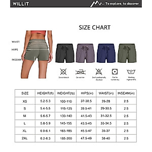 Willit Women's Shorts Hiking Athletic Shorts Yoga Lounge Active Workout Running Shorts Comfy Casual with Pockets Grayish Purple XS