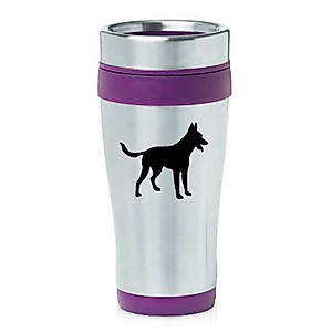 16oz Insulated Stainless Steel Travel Mug Coffee Mug Tumbler Belgian Malinois (Purple)