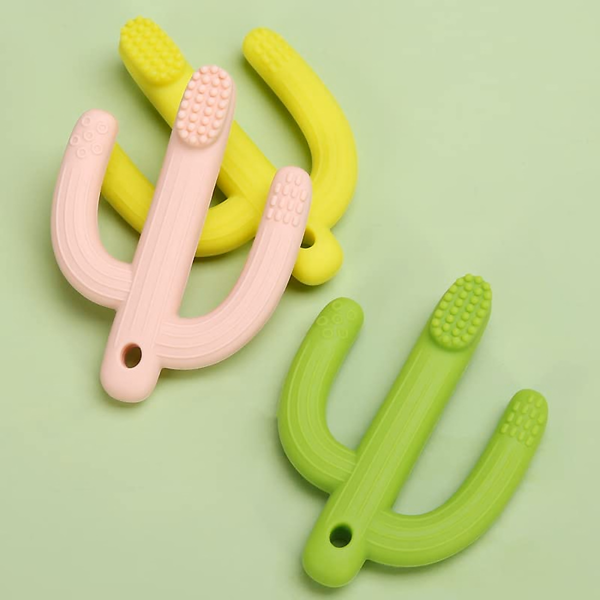 Cactus Baby Teething Toys for Babies 0-6 Months or 6-12 Months, Self-Soothing Pain Relief Soft Baby Teether Toys for Babies, Toddlers, Infants, Boy or Girl, BPA Free, Green