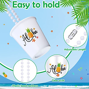 Ecally 24 Pcs Hawaiian Luau Party Shot Glasses Bead Necklace Summer Necklace Cups Funny Tropical Flamingo Plastic Shot Glass Necklace for Adults Summer Beach Hawaiian Supplies