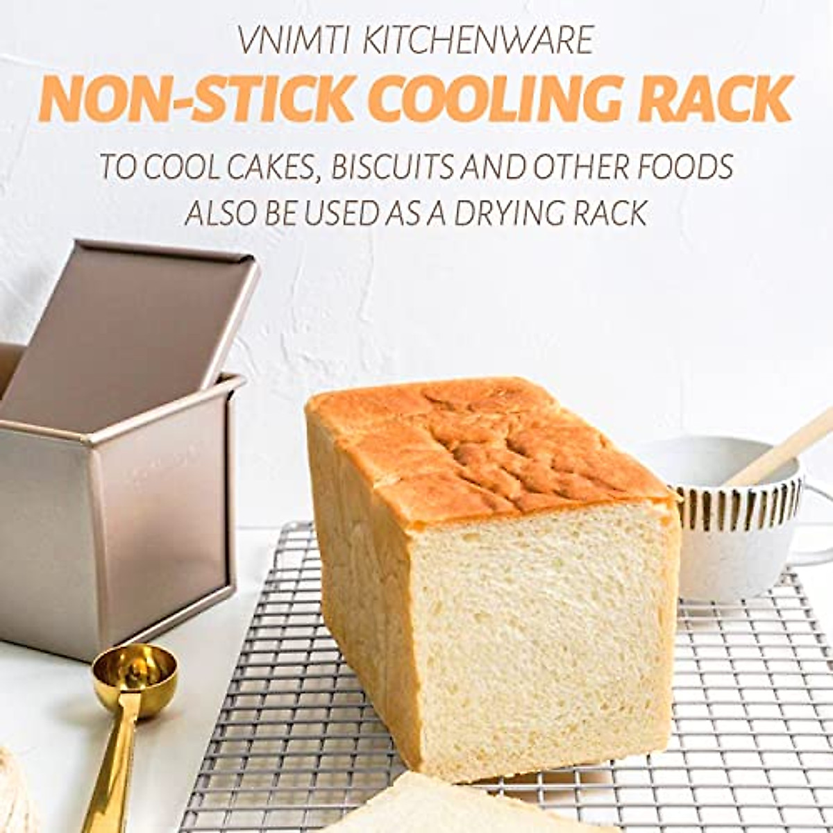 VNIMTI Baking Rack 2 Packs, Stainless Steel Cooling Racks, Wire Rack for Baking, Oven Safe Cookie Cooling Rack for Cooking, Roasting, Grilling, Drying, Fit Half Sheet Pan (16.5" * 12")