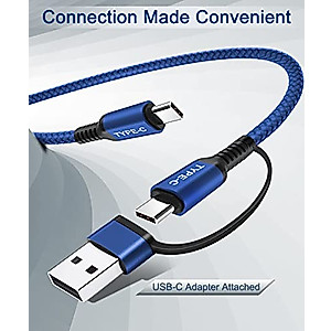 Basesailor USB C to USB C 100W Cable 10FT with USB Adapter,Nylon Fast Charging PD Charger Cord for MacBook Pro Mac,iPad 10 Air 5 4 Mini 6,Google Pixel,Steam Deck,Samsung Galaxy Note 20,S23 S20 S21 S22