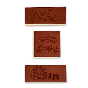 Christmas Wooden Rubber Stamps Set of 3 Merry Christmas Santa Claus Signature and North Pole Reindeer Mail Stamp with Red Ink Pad for Holiday Xmas Letter Envelopes Gifts Letters to and from Santa