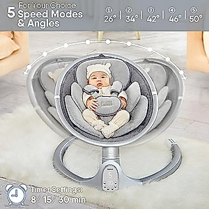 BabyBond Baby Swings for Infants, Bluetooth Infant Swing with Preset Lullabies, 5 Point Harness Belt, 5 Speeds and Remote Control - Portable Baby Swing for Indoor and Outdoor (New Version)