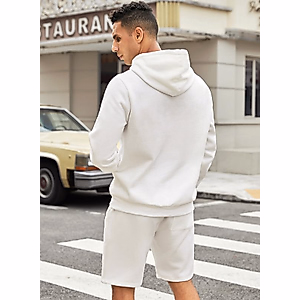 JMIERR Mens Track Suits 2 Piece Set Airport Outfits Long Sleeve Hoodie Sweatshirt & Joggers Shorts Fall Tracksuit Sweatsuits Airport Sets with Pockets,X-Large,1White