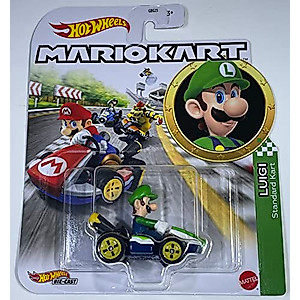 Hot Wheels - Mario Kart - Luigi Standard Kart - 2023 - Mint/NrMint Ships Bubble Wrapped in a Box