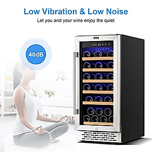 COLZER 15 Inch Wine Cooler Refrigerators, 30 Bottle Fast Cooling Low Noise and No Fog Wine Fridge with Professional Compressor Stainless Steel, Digital Temperature Control Screen Built-in Freestanding