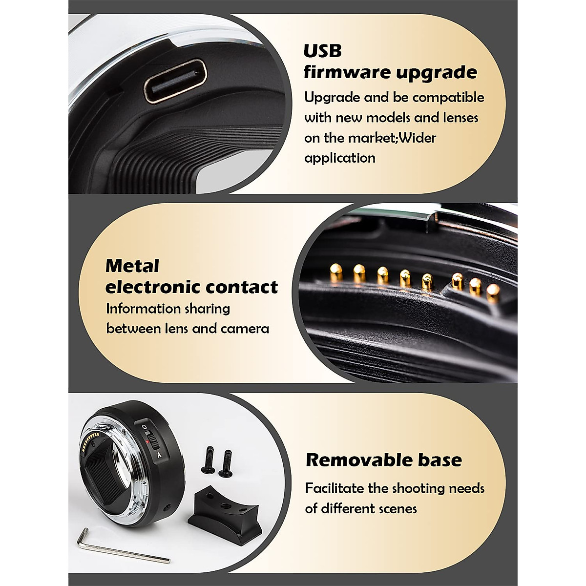 VILTROX EF-L Lens Adapter, Auto-Focus EF to L Mount Adapter Ring Lens Converter Control Ring Compatible for Canon EF/EF-S Lens to L Mount Camera Leica SL SL2/Panasonic S1 S1R S1H/Sigma fp