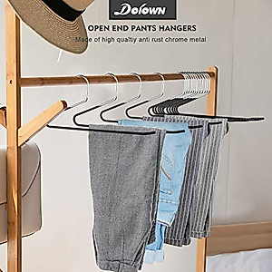DOIOWN Pants Hangers 28 Pack Non Slip Slack Hangers Open Ended Trousers Hangers Space Saving Metal Jeans Hangers for Pants, Slacks, Towels
