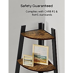 MiTechPro 63" Tall Corner Shelf, 5 Tier Industrial Corner Bookshelf Bookcase Rustic Corner Ladder Shelf Plant Stand for Living Room, Kitchen, Home Offie