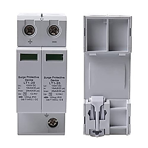 VOZINMOST Voltage Surge Arrester Device Circuit Breaker, 2P Surge Protective Device DC Photovoltaic Lightning Protector Safe House Low-Voltage Arrester (1000V 2P20KA)