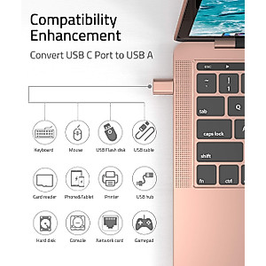 Syntech [2 Pack USB Male to USB3 Female Adapter Compatible with iPhone 16 Pro Max iMac iPad Mini/Pro 2023 Pro MacBook Air 2020 and Other Type C Devices, Rose Gold