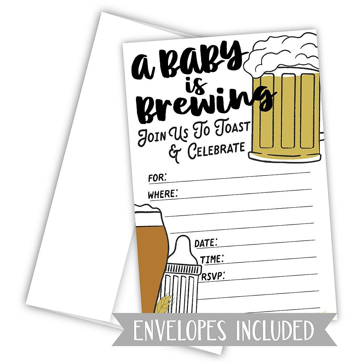 Baby is Brewing Baby Shower Invitations (20 Count) with Envelopes