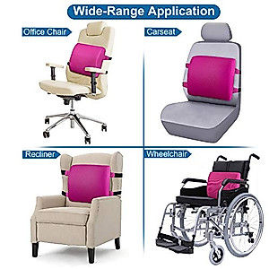 LOVEHOME Lumbar Support Pillow for Chair and Car, Back Support for Office Chair Memory Foam Cushion with Mesh Cover for Back Pain Relief - Pink