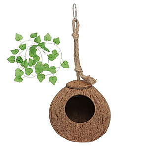 POPETPOP Natural Lizard Nest Kit 2-Piece Pet Villa Nest Vine Cozy Warm Bed for Small Reptiles Semi-Closed for Temperature Retention Pet Enthusiasts