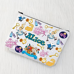 CMNIM We Are All Mad Here Alice Gift Makeup Bag Smiling Cat Wonderland Quote Cosmetic Bag Alice Fairy Tales Gifts (AIice makeup bag 1)