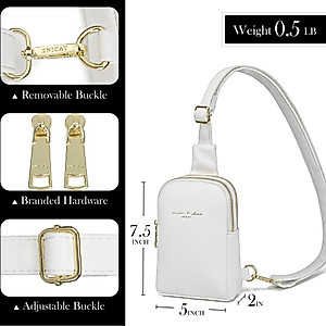 INICAT Small Crossbody Sling Bags for Women Vegan Leather Cell Phone Purse Fanny Packs for Women Men (White)