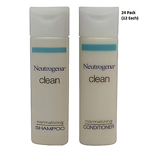 Neutrogena Clean Normalizing Shampoo & Conditioner 0.8 oz bottles - Lot of 24 - (12 each) - Total of 19.2oz