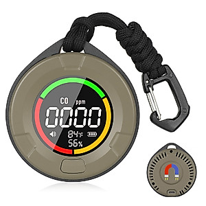 HAKINAKU Portable Carbon Monoxide Detectors for Travel [3-in-1] Mini Size Air Quality Monitor/Temperature/Humidity/CO Gas Detector Alarm Sensor for Indoor Outdoor Camping RV Car (Green)