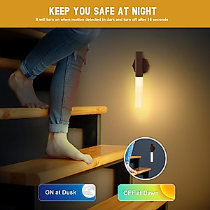 Ni-SHEN Motion Sensor Night Light Indoor with 3 Color Mode, Rechargeable Powerful Magnetic Body Wall Light Led Hallway Light, Battery-Operated Wooden Wall Sconce for Hallway, Stairway (Bubble)