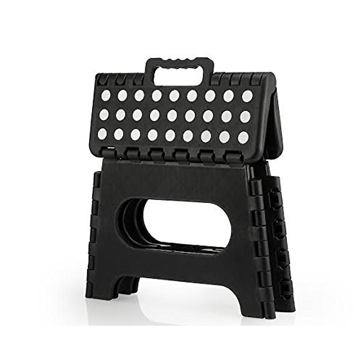 StepSafe Non Slip Folding Step Stool For Kids and Adults with Handle- 9 in Height, Holds up to 300 Lb! (black)