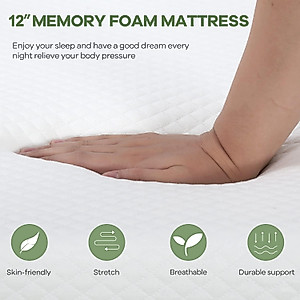 NChanmar 12 Inch Twin Gel Memory Foam Mattress Pressure Relieving, Cooling Gel Foam, CertiPUR-US Certified, Bed-in-a-Box, Pressure Relieving, White