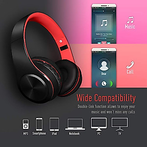 Wireless Headset with Mic, Foldable Bluetooth Headphone with 3.5mm Audio Jack, Built-in Noise Cancelling Microphone, Support for Plug-in Card, for PC, Phone(Black)