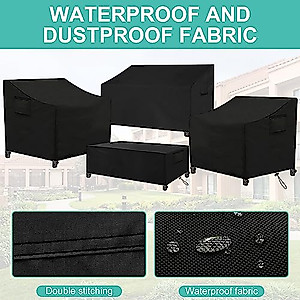 4-Piece Outdoor Veranda Patio Garden Furniture Cover,Patio Furniture Cover Set,patio furniture covers 4 piece set made by 600D,Black wind and rain and UV and tear resistant Outdoor Furniture Covers