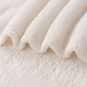 Berkshire Blanket Classic Extra-Fluffy™ Plush Blanket,King Size Bed Blanket,Soft Fuzzy Fluffy Long Hair Blanket for Couch Sofa Bed,Cream,90x108 Inches