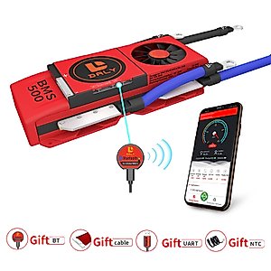 DALY Smart BMS Li-ion 60V 16S 500A with Cooling Fan, with Visible Data Monitoring App Bluetooth Module, UART Communication for Rated 3.7V Lithium Battery Pack Management(Smart BMS,500A Fan)