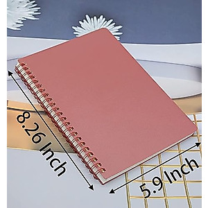 Yansanido Spiral Notebook, 4 Pcs 4 Color A5 Size Thick Plastic Hardcover 8mm Ruled Paper 80 Sheets (160 Pages) Journal for School and Office Supplies (4 Pcs A5)