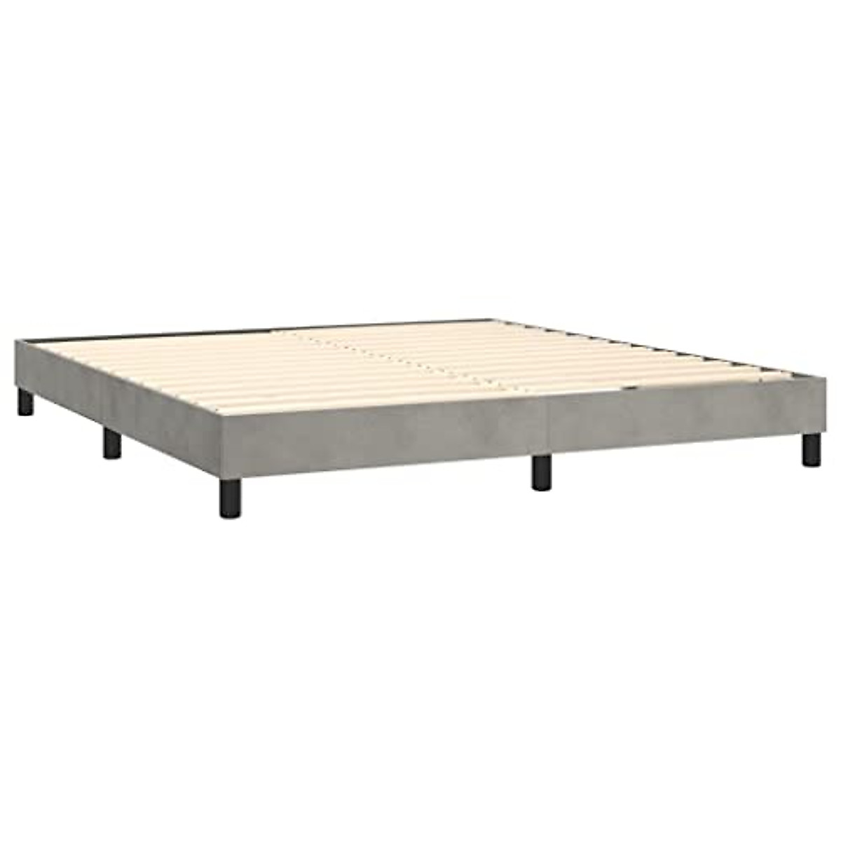 vidaXL Box Spring Bed Frame Home Indoor Bedroom Bed Accessory Wooden Upholstered Double Bed Base Furniture Light Gray 72"x83.9" California King Velvet