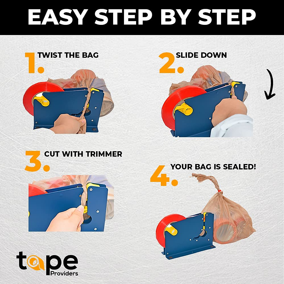 WOD BSTC22PVC Black 10 Pack, Poly Bag Sealer Tape - 3/8 inch x 180 yds. for Color Coding Age of Perishables, Food Storage, Pack,Aging and Sealing Meat, Candy, or Gifts