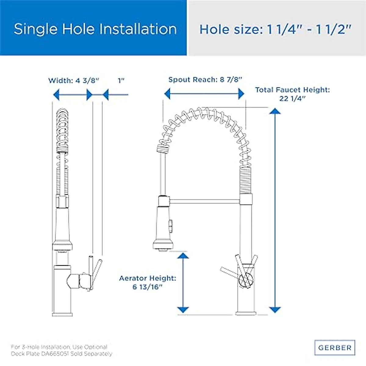 Parma 1H Pre-Rinse Pull-Down Kitchen Faucet 1.75gpm Chrome