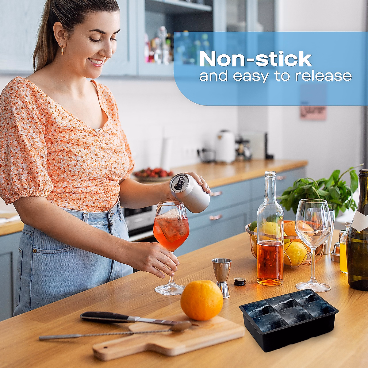 Silicone Ice Tray Molds for Freezer with Lid (set of 3) Sphere Ice Ball maker, Diamond Ice Maker, Ice Cube Mold for Whiskey, Bourbon, and Cocktail Drinks, Reusable, BPA Free