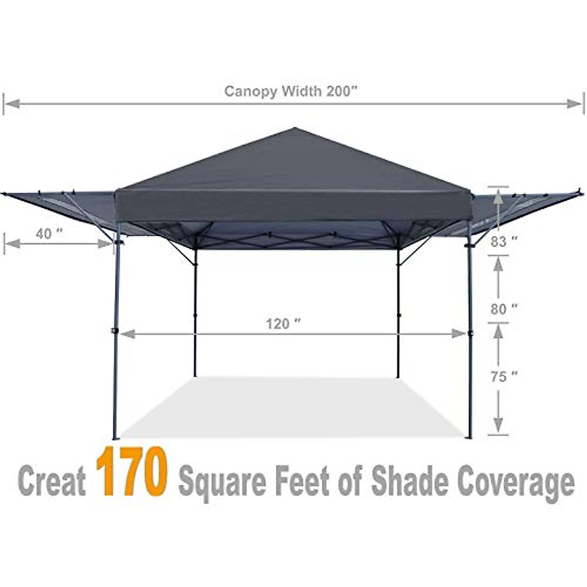 MASTERCANOPY 10x10 Pop-up Gazebo Canopy Tent with Double Awnings Dark Gray