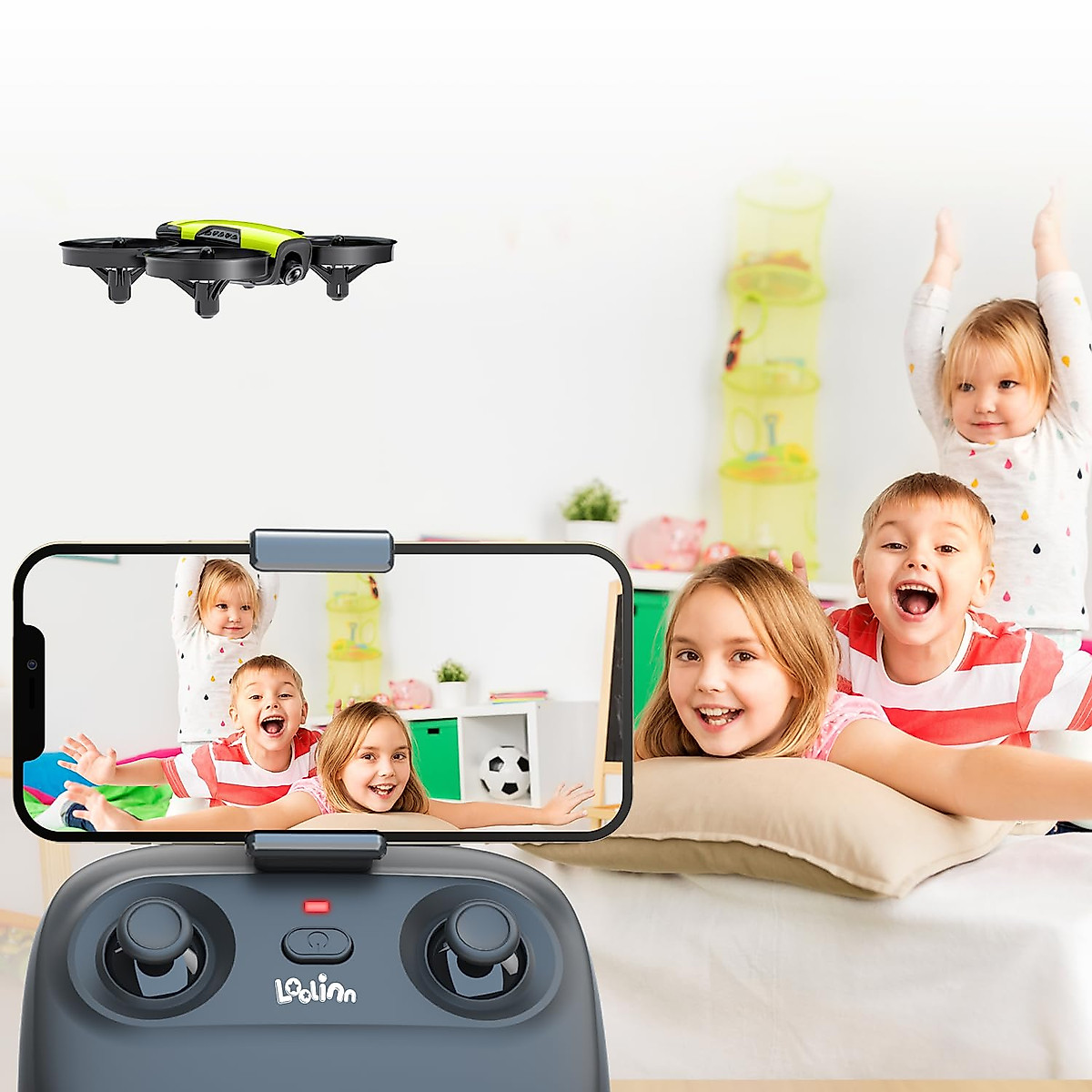 Loolinn | Drones for Kids Gift with Camera - Mini Drone with 90° Adjustable Camera, Safe for Kids, Photos and Videos, Includes three batteries (Gift for Kids)