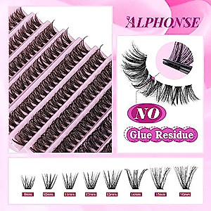 Lash Clusters 200 Pcs DIY Individual Lashes 9-16mm Natural Look Eyelash Extensions D Curl Wispy Individual Cluster Lashes DIY at Home Lash Extension Fluffy Eyelash Clusters by ALPHONSE(40D)
