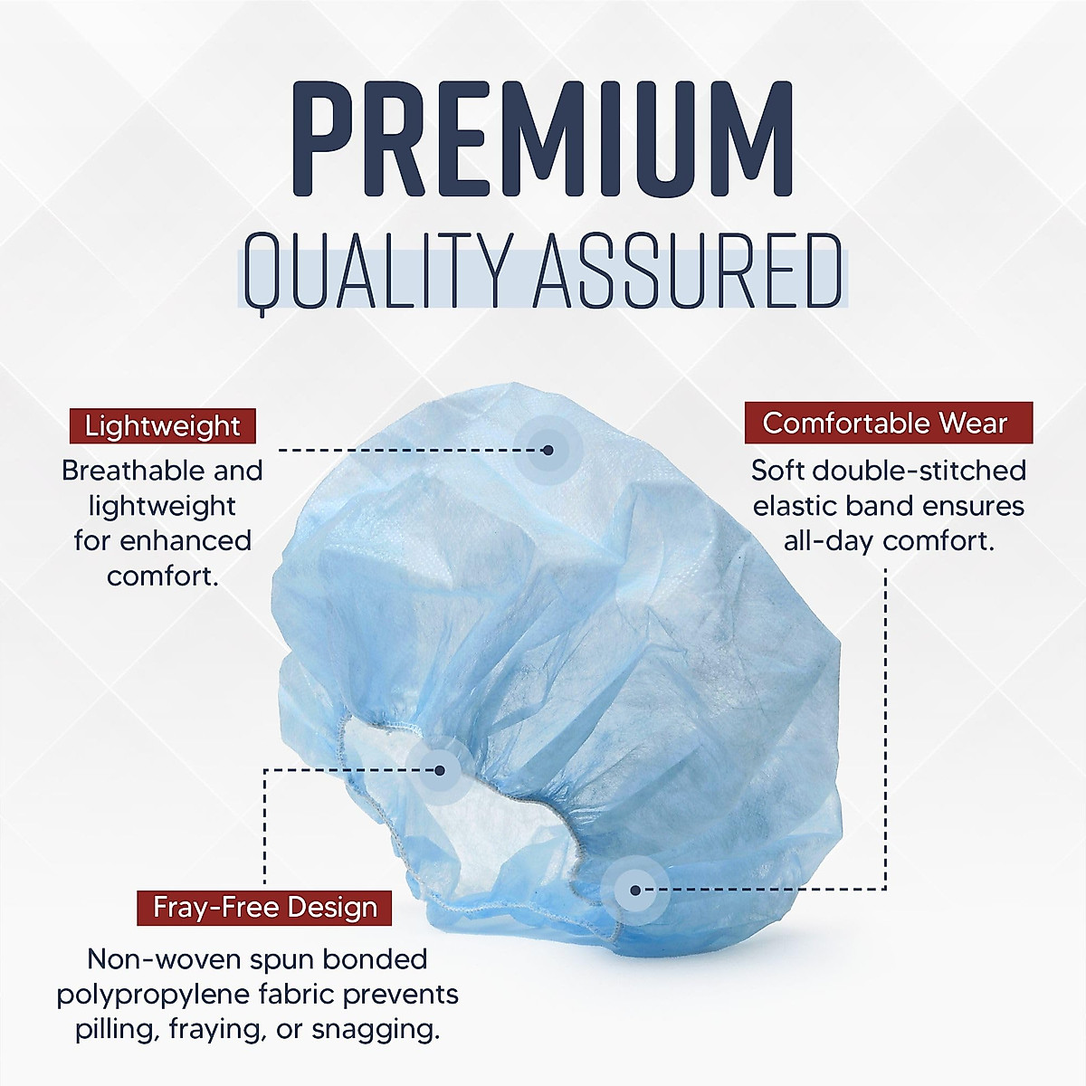 MEDICAL NATION 24" Disposable Bouffant Caps Hair Net | CASE OF 1000, BLUE | Non-Woven, Non-Pleated Hairnets | Perfect for Medical, Hospital, Labs, Nurse, Tattoo, Food Service, Cooking | Blue, Size 24"