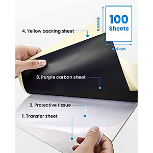 Phomemo Tattoo Transfer Paper - 100 Sheets A4 Size, Thermal Stencil Paper for Tattoo Transfer Kit - Commercial & Personal Use, DIY Tattoo Tracing Paper Compatible with M08F Printer & Tattoo Supplies