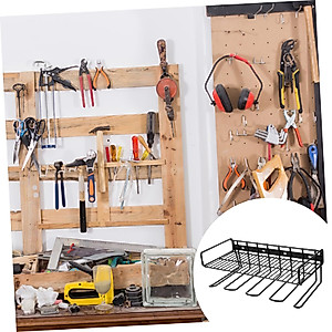CHILDWEET Tool Storage Box Drill Holder Wall Mount Peg Board Organizer Accessories Power Tool Organization Wire Management Rack Garage Tool Wall Organizer Workshop Pegboard Tools Iron Black