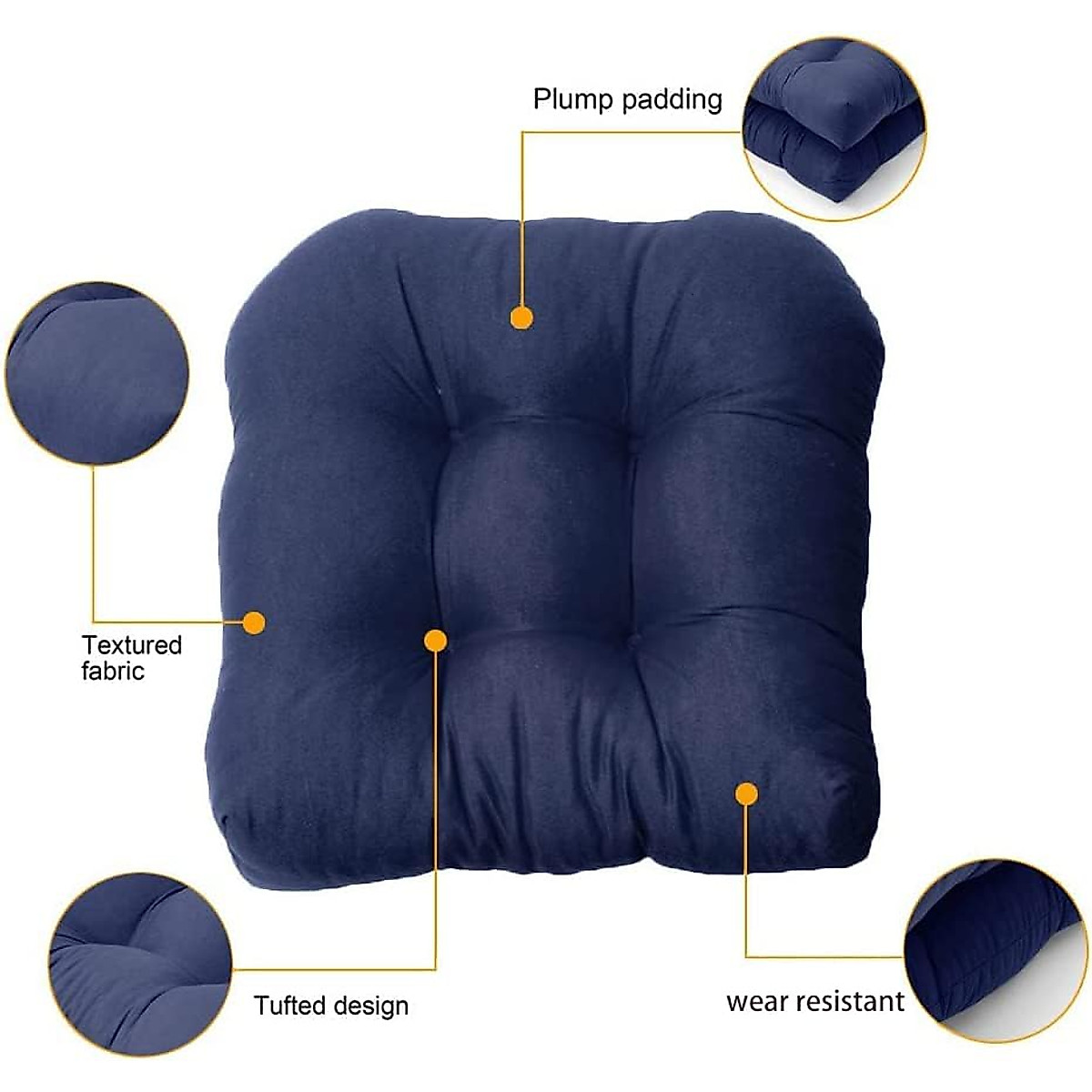 AALLYN Wicker Seat Cushions Round Back 19"x19" Seasonal Replacement Cushions, Outdoor Waterproof Chair Cushions, Patio Furniture Cushions(Color:Navyblue)