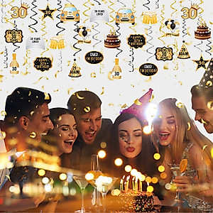 Tifeson 30th Birthday Decorations Hanging Swirls - 36 Pcs Dirty 30 Birthday Party Swirls - Happy 30th Birthday Party Decoration Supplies